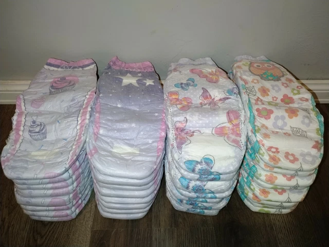 VINTAGE DIAPER GIRLS Goodnites Pull-Ups L/XL Cupcake Butterfly Star ...