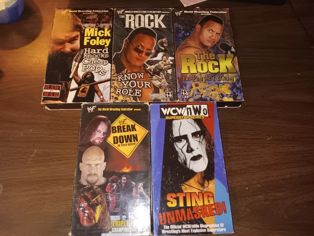 WWF WCW WWE 5 VHS Lot 90s Pro Wrestling Mick Foley Sting The Rock Breakdown 98 £18.71 - PicClick UK