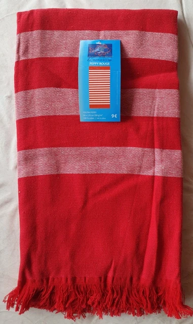 FOUTAH ROUGE ET blanc neuf 90x170 cm Le Comptoir de la Plage EUR 5,00 ...