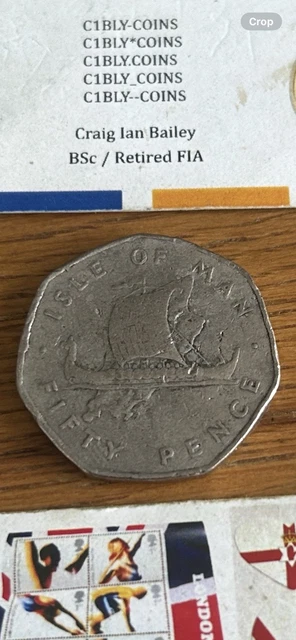 OLD STYLE LARGE ISLE OF MAN VIKING SHIP 1976 50p COIN CIRCULATED ...