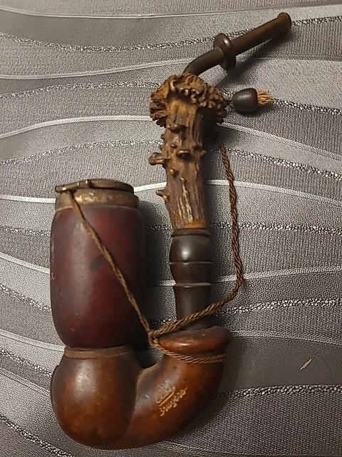 ANCIENNE PIPE RÉSERVISTE BOIS DE CERF Signé ELSI BRUYERE - Vintage EUR ...