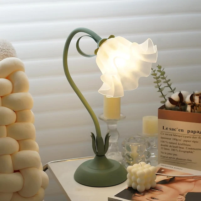 FLOWER TABLE LAMP, 3 Level Brightness Vintage Flower Reading Light with ...