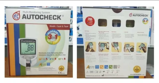 AUTOCHECK GCU BLOOD Glucose Cholesterol Uric Acid Test 3 in 1 ...