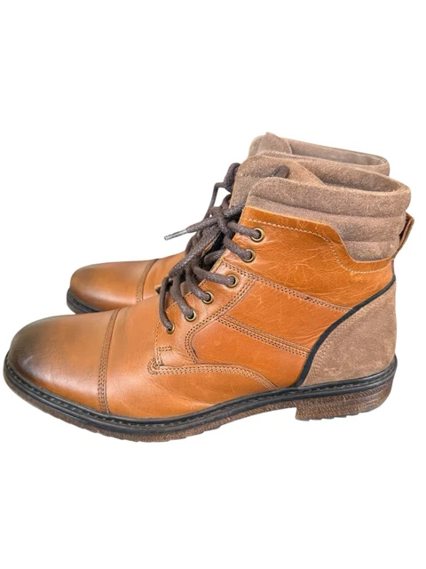 ACW85 TAN LEATHER Ankle Boots Men's UK 8 Lace Up Nubuck Winter Smart £ ...