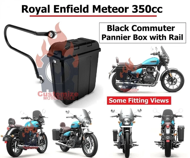 ROYAL ENFIELD &METEOR 350" Black Commuter "Pannier Box" with Rail £60. ...