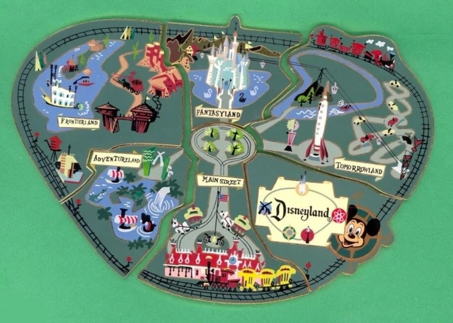 DISNEY DISNEYLAND PARK Atlas Lands Map Puzzle Piece Cast Jumbo LE Pin ...