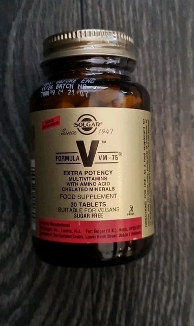 SOLGAR FORMULA VM-75 30 Tablets Extra Potency Multivitamins Vegan ...