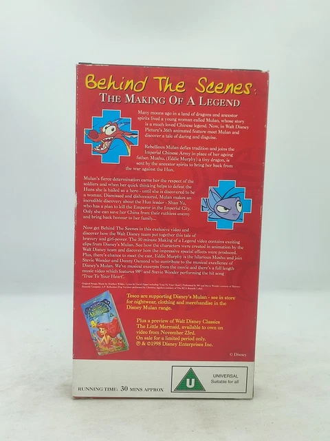 BEHIND THE SCENES: Disney's Mulan On VHS Video Cassette Tape £9.99 ...