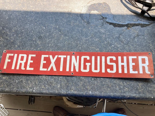 VINTAGE FIREFIGHTING FIRE Extinguisher Metal Sign. 24” X 4” 2312 £28.50 ...