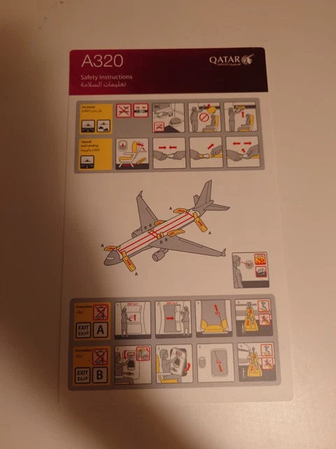 QATAR AIRWAYS AIRBUS A320 Version 02 Safety Card £8.60 - PicClick UK