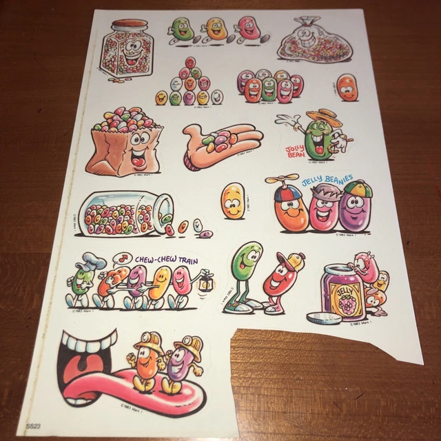 VINTAGE 80’S MARK 1 Large Scratch & Sniff Sticker Sheet - JELLY BEANS ...