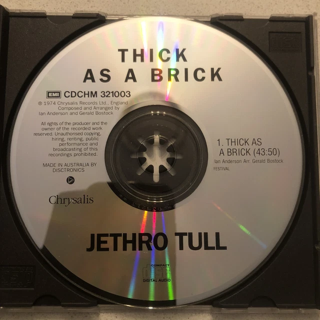 JETHRO TULL THICK As A Brick Australian 1 track CD $30.00 - PicClick AU