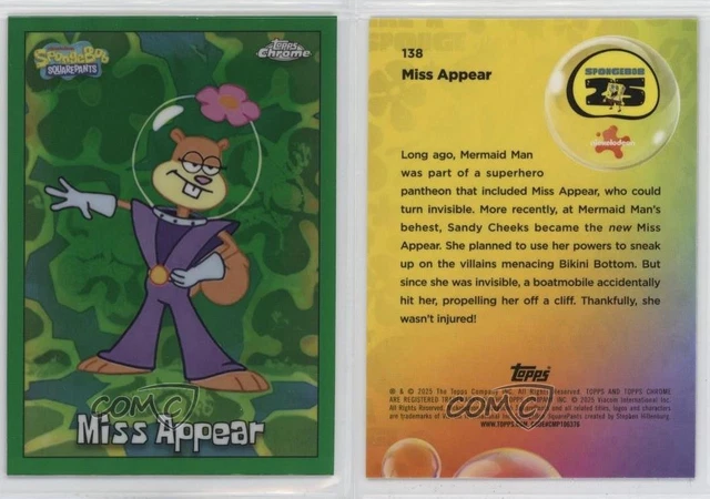 2025 TOPPS CHROME Spongebob Squarepants 25th Anniversary Miss Appear ...