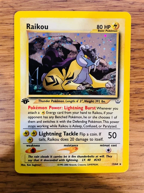 EXCELLENT! 1ST EDITION Raikou (13/64) Holo Neo Revelation Pokemon Card ...