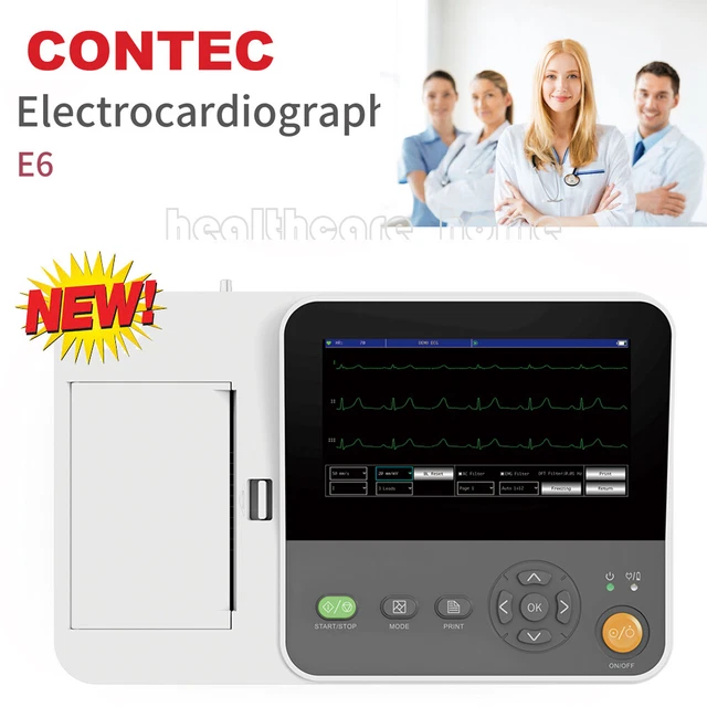 ELECTROCARDIÓGRAFO ECG EKG de 12 derivaciones y 6 canales Digital ...