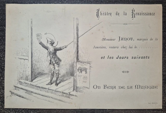INVITATION THÉÂTRE DE la Renaissance Mr Janot Ill. Edouard Detaille ca ...