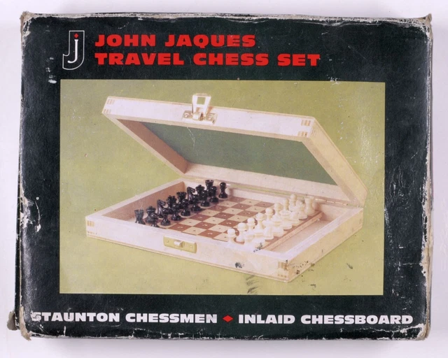 VINTAGE JOHN JAQUES Travel Chess Set- Staunton Chessmen - Inlaid ...