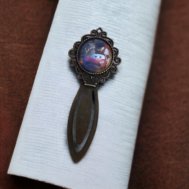 VINTAGE ANTIQUE BRONZE Bookmark Disney Cars Lightning McQueen Metal ...