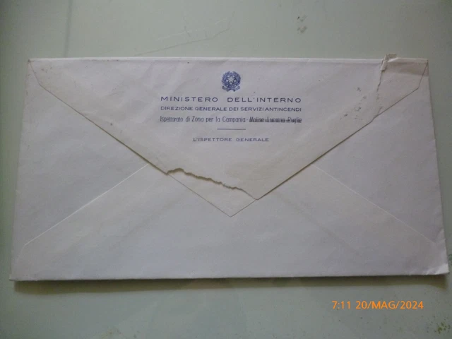BUSTA VIAGGIATA &MINISTERO DELL'INTERNO DIREZ. GEN. SERVIZI ANTINCENDI ...