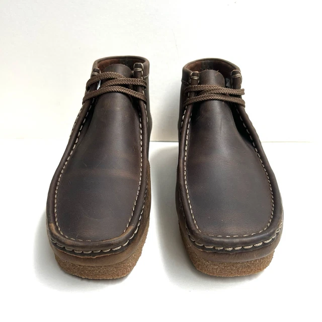 CLARKS SHACRE BEESWAX Brown Leather Ankle Boots Extreme Comfort Smart ...