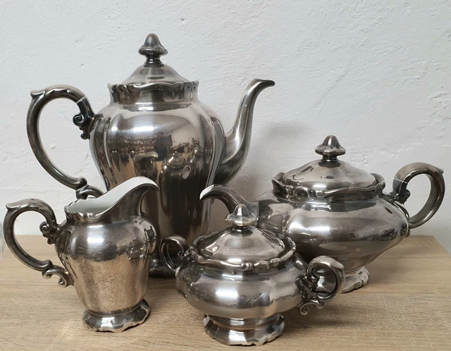 HEINRICH PORCELAIN TEA coffee service silver plated WMF vintage ...