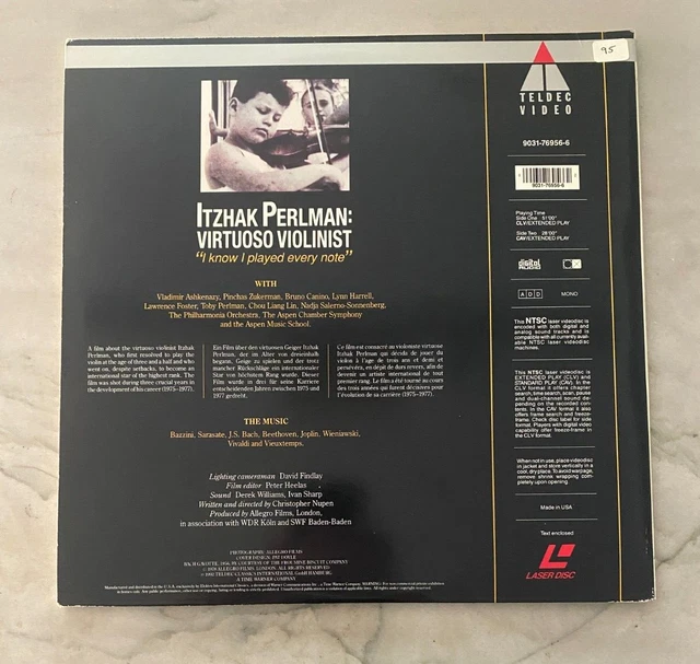 LASERDISC: ITZHAK PERLMAN - Virtuoso Violinist - I Know I Played Every ...