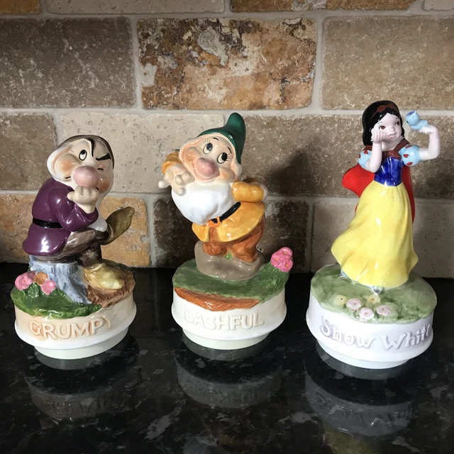 SCHMID SNOW WHITE & Seven Dwarfs Grumpy Bashful Wind Up Musical 50th ...