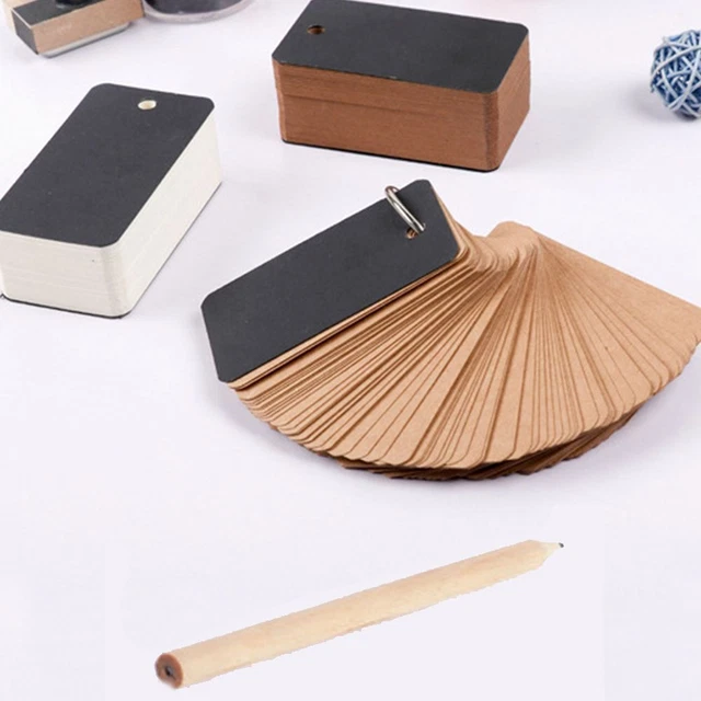 WHITE/BROWN EASY FLIP DIY Blank Study Cards Metal Binder Ring Flash ...