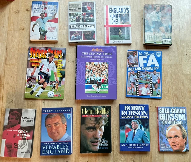 12 ENGLAND FOOTBALL Books - Bobby Robson, Gazza, Rooney, Hoddle, Pearce ...