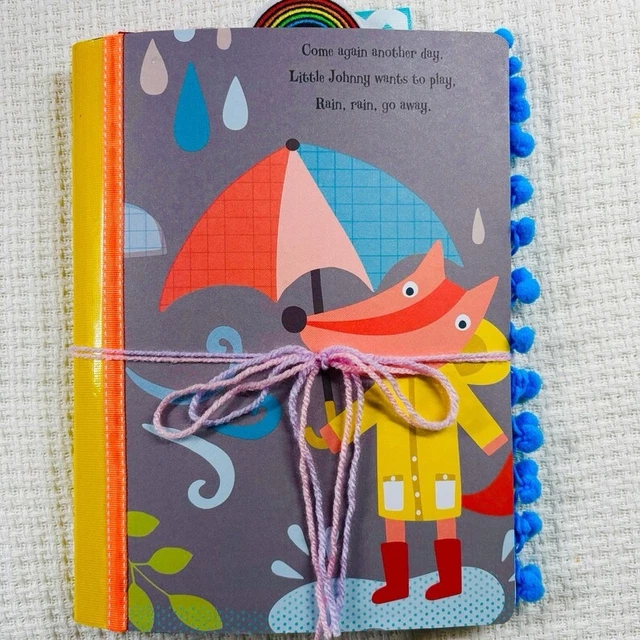 UPCYCLED MOTHER GOOSE Nursery Rhymes Composition Junk Journal-Rain Rain ...