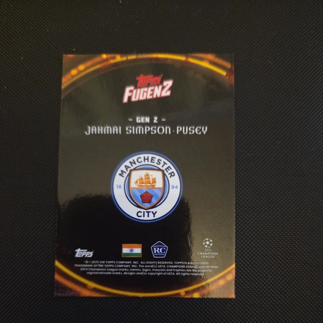 2025-26 TOPPS FUGENZ Jahmai Simpson-Pusey Gen Z RC Manchester City £2. ...