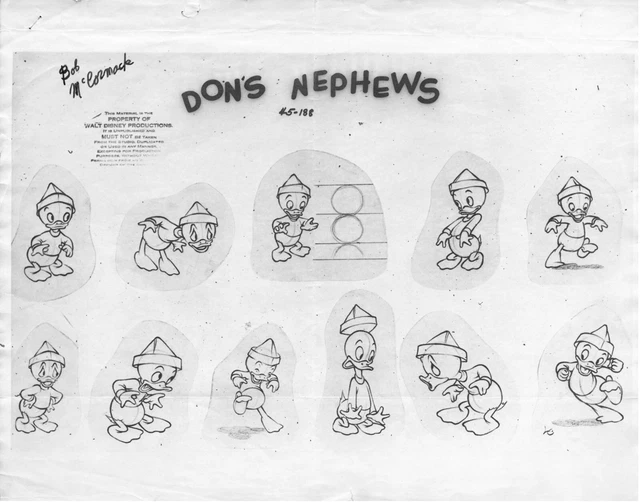 DISNEY PHOTOSTAT MODEL Sheet Don's Nephews Huey Dewey Louie Classic Art ...