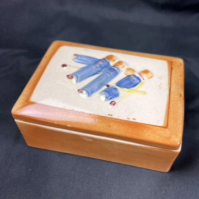 VINTAGE TOBACCIANA MADE in Japan Ceramic Covered Cigarette Match Box ...