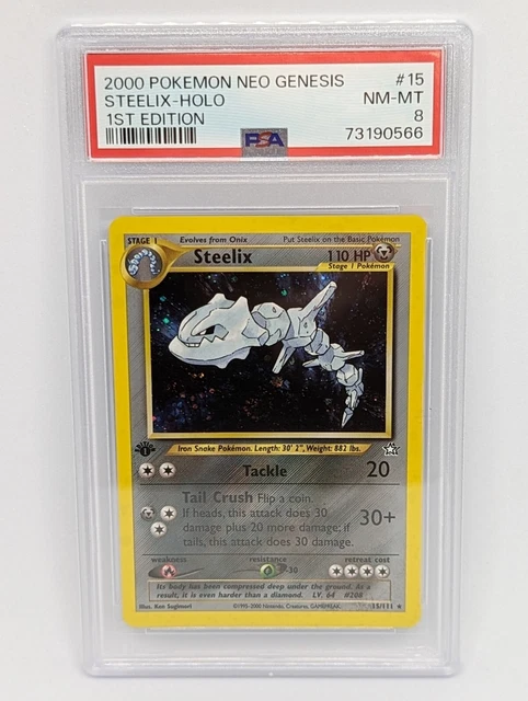 POKÉMON NEO GENESIS STEELIX 1st Edition Holo 15/111 🌀 Swirl PSA 8 NM-MT ...