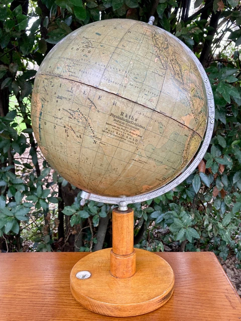 MAPPAMONDO FISICO ANTICO GLOBO TERRESTRE 1941 "Raths" 1941 GERMANIA H ...