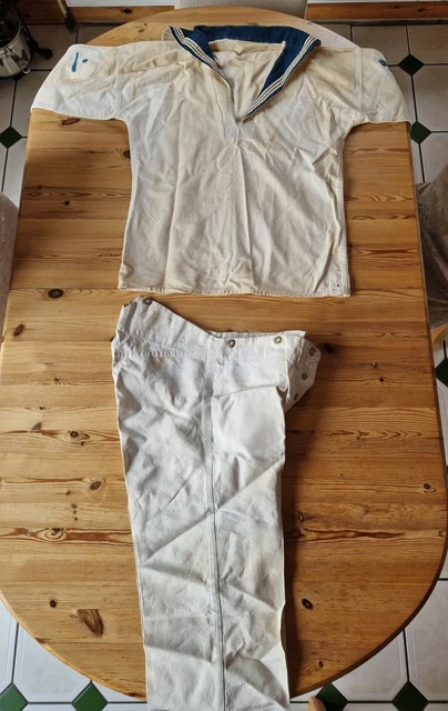 WW2 VINTAGE ROYAL Navy tropical white cotton square rig uniform seaman ...