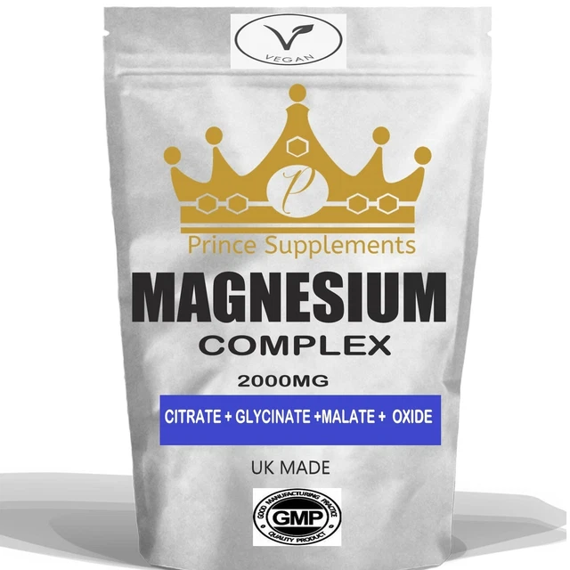 MAGNESIUM GLYCINATE 4-In 1 Complex Capsules 2000Mg Fatigue Bone Health ...