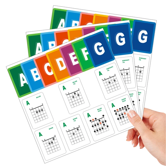 GUITAR CHORD AND Scale Learning Cards - 49 Guitar Flash Cards For ...