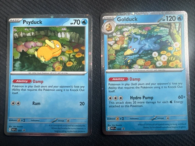 POKÉMON TCG MEGA Evolutions Psyduck 007 Golduck 008 Black Star Promo ...