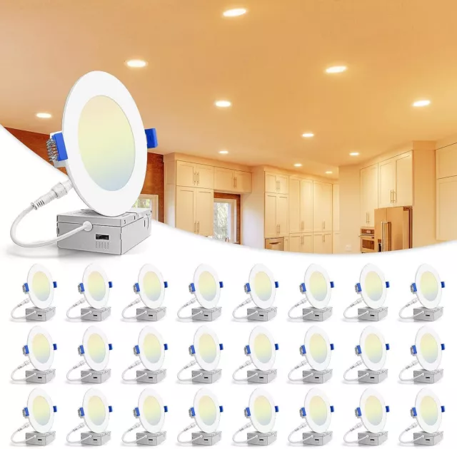 6 INCH 5CCT LED Recessed Ceiling Dimmable Light with Junction Box 2700K ...
