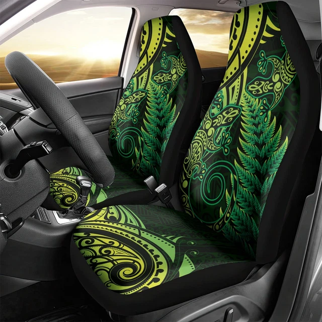 NEW ZEALAND TUATARA Plumeria Car Seat Cover Maori Green Koru Tribal ...