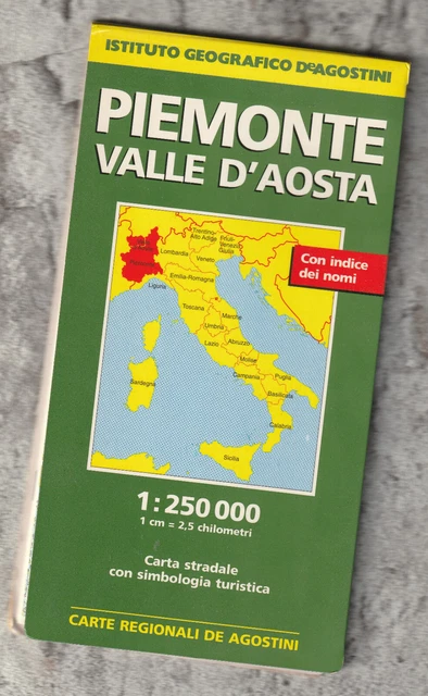 PIEMONTE VALLE D'AOSTA Italia - mappa stradale mappa turistica - 1998 ...