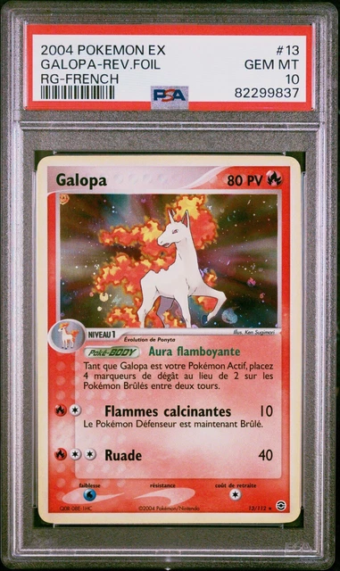 CARTE POKÉMON GALOPA Holo Reverse PSA 10 Ex Rouge Feu Vert Feuille 13 ...