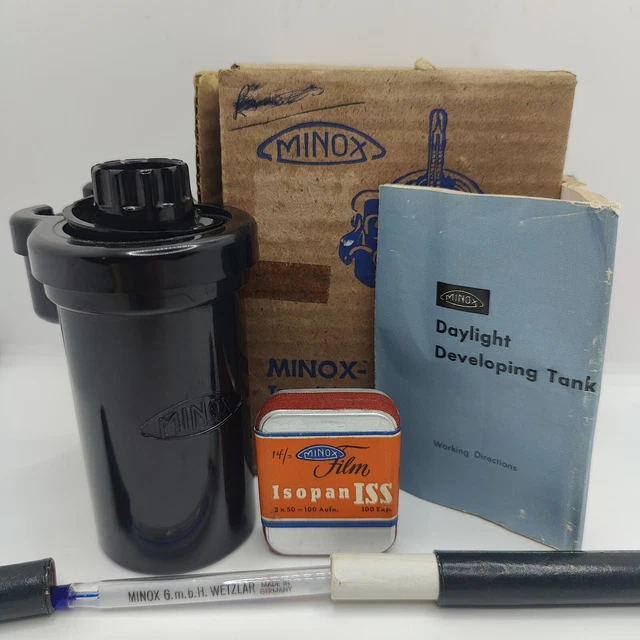 MINOX DAYLIGHT DEVELOPING Tank Germany (komplett) + Minox Isopan ISS ...