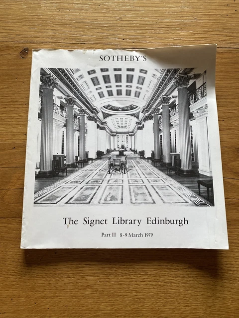 SOTHEBY’S AUCTION CATALOGUE THE SIGNET LIBRARY EDINBURGH PART II 1979 ...