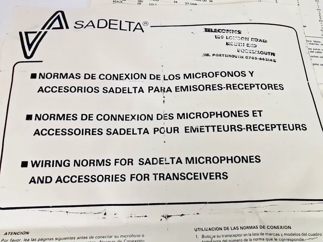 SADELTA WIRING NORMS For Sadelta Microphones A3 Reprint - 2 Sheets £4. ...