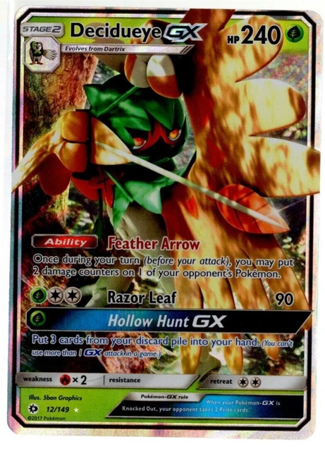 DECIDUEYE GX 12/149 Ultra Rare Sun & Moon Base Pokemon TCG Near Mint ...