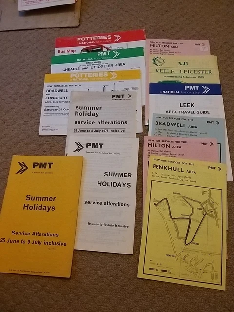 POTTERIES MOTOR TRACTION Pmt National Bus Company Era Timetables X 12 ...