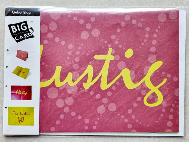 BIG CARD MIT Umschlag Glückwunschkarte zum 40. Geburtstag auffaltbar ...