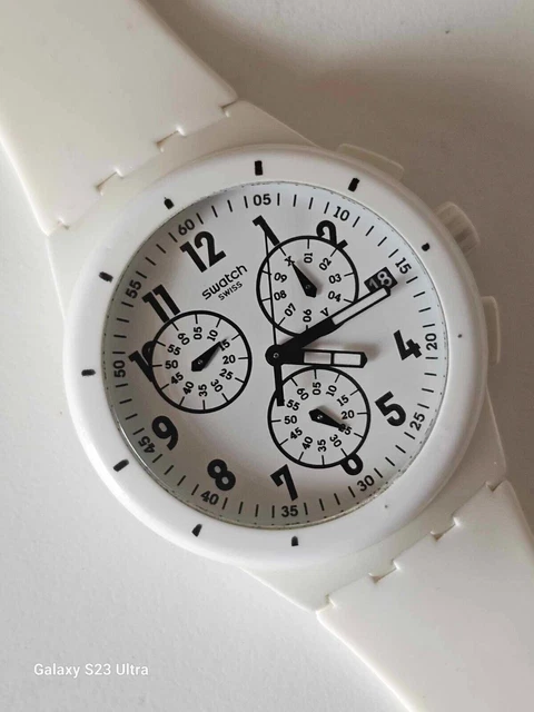 MONTRE CHRONOGRAPHE BLANCHE Swatch Twice Again pour homme SUSW402 ...